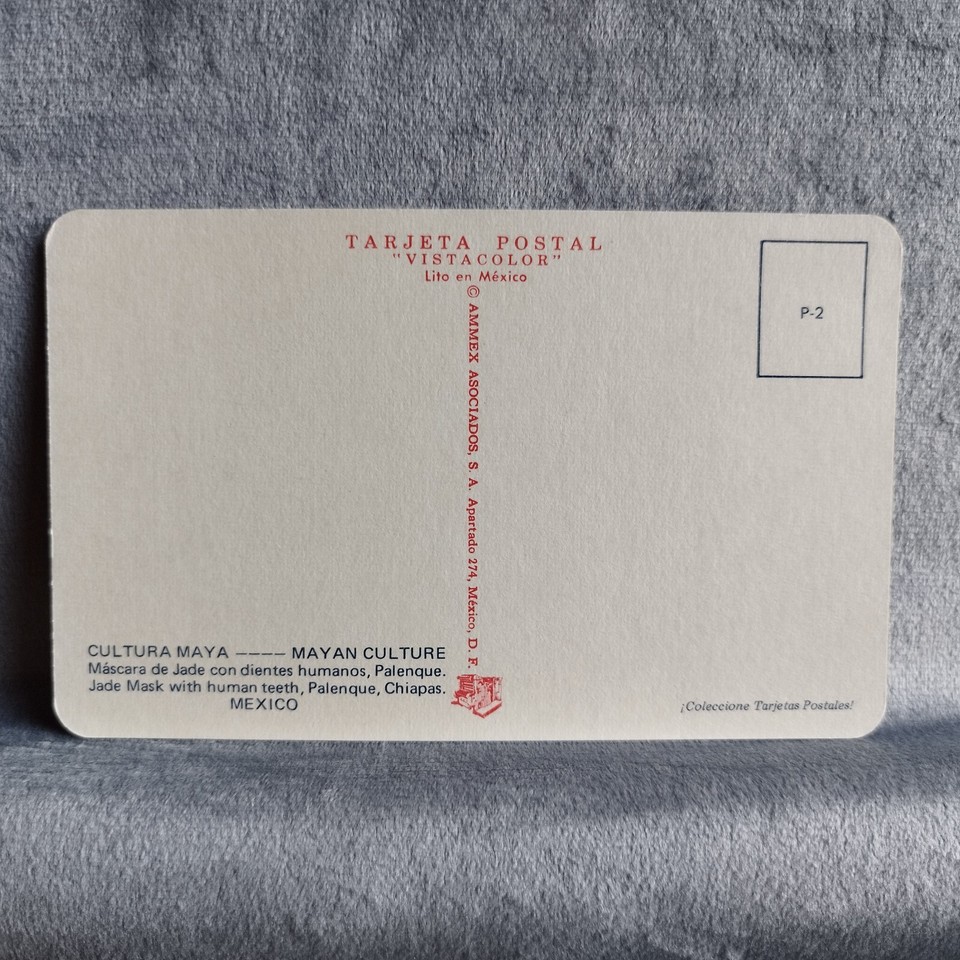 MEXICO . Vintage postcard . Mayan Culture. Jade mask with human teeth ...