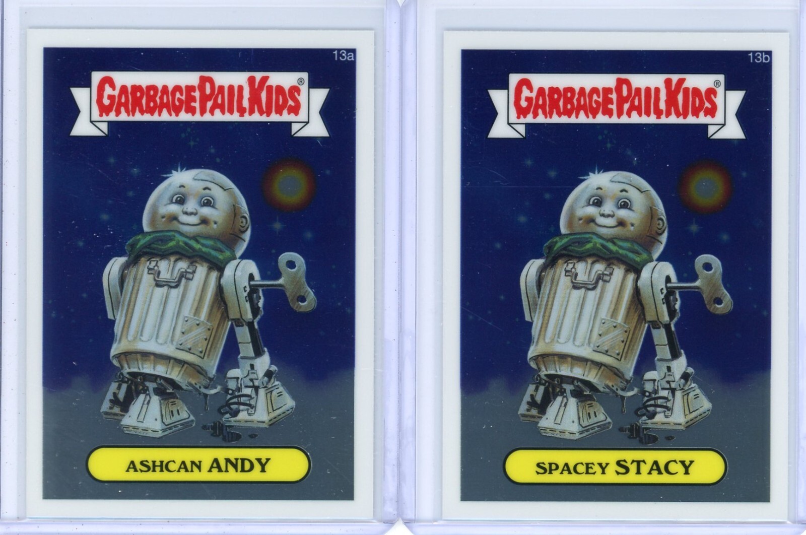 2013 Garbage Pail Kids Chrome OS1 ASHCAN ANDY & SPACEY STACY 13A/B Base ...