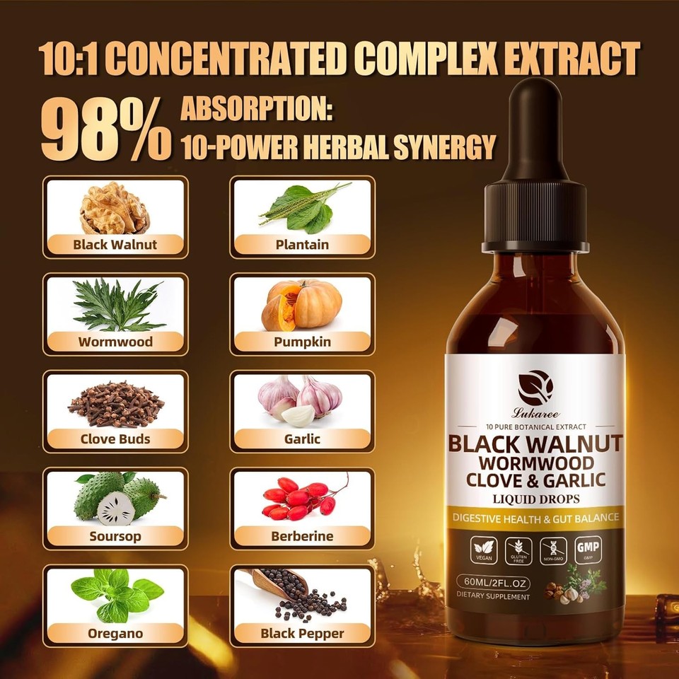 Parasite Cleanse Tincture/Extract-Wormwood,Black Walnut Hull, Clove ...