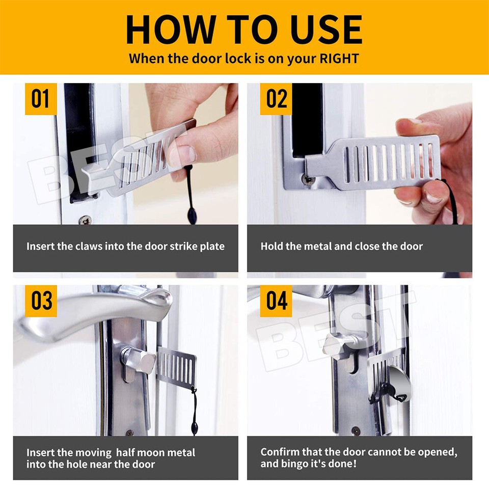 Travel Door Lock Hotel Door Lock Apartment Security Device Door Jammer ...