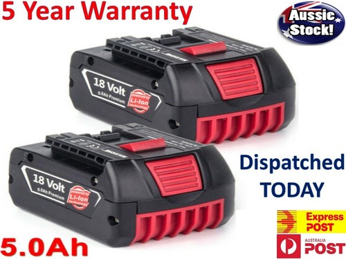 2X Battery For Bosch 18V Li-ion 5.0Ah 2607336092 BAT609 36618-02 ...
