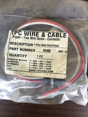 TPC Wire & Cable Super Trex Mini Quick-Connects 4 Wire Male Receptacle -84400 | eBay