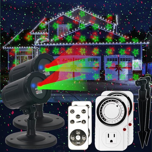 Christmas Projector Laser Lights Outdoor - Outlet Timer and Remote - 18 ...