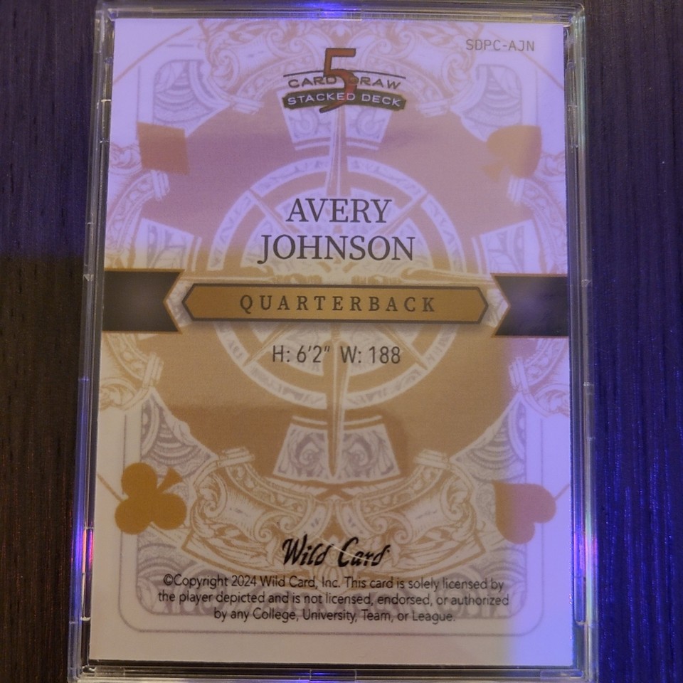 2024 Wild Card 5 Card Draw 4/5 Avery Johnson Orange Foil Rookie | eBay