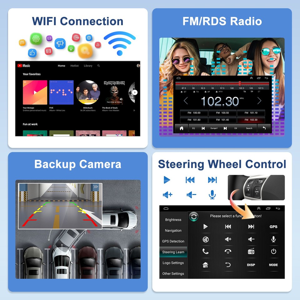 2DIN 10'' Rotatable Android 13 Touch Screen Fit For Carplay Car Stereo ...