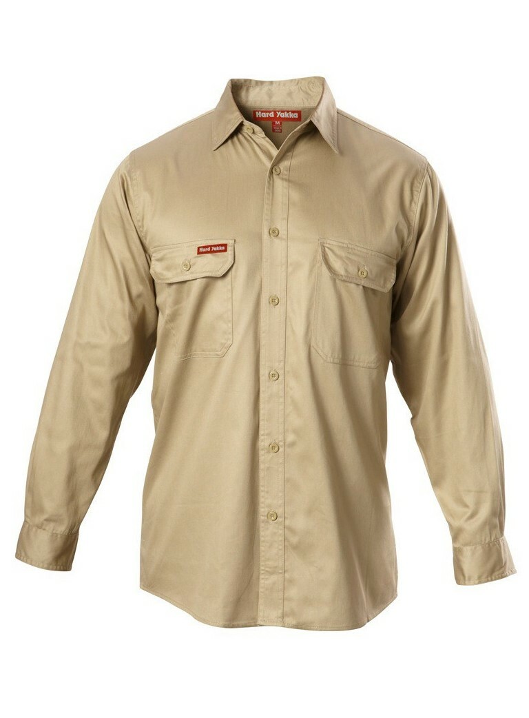 Hard Yakka Work Shirt Foundations Cotton Drill Long Sleeve Shirts ...
