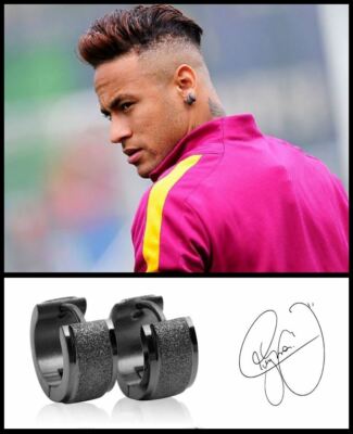 Men’s/Boy’s: Neymar - Large BLING Matt Black Frosted Crystal Gem Huggie ...