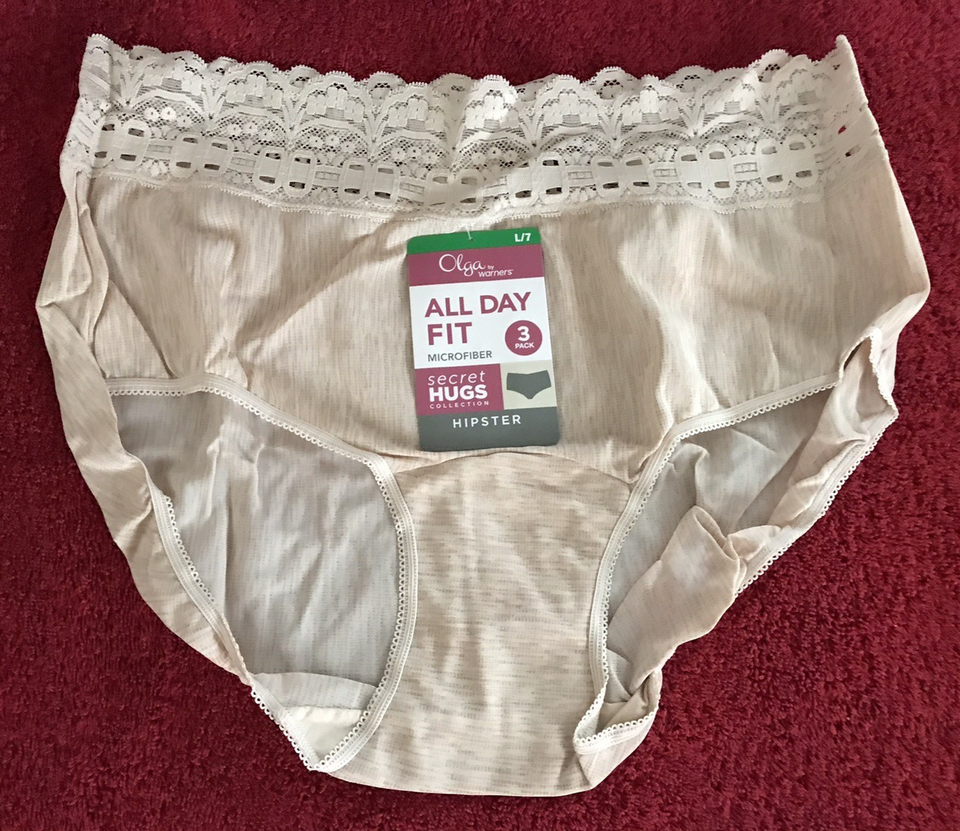 Olga by Warners Secret Hugs Fit All Day Microfiber Hipster Panties (3 ...