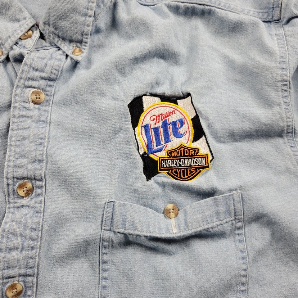 Chase Authentics Denim Shirt Mens XL Embroidered Button Up Rusty ...