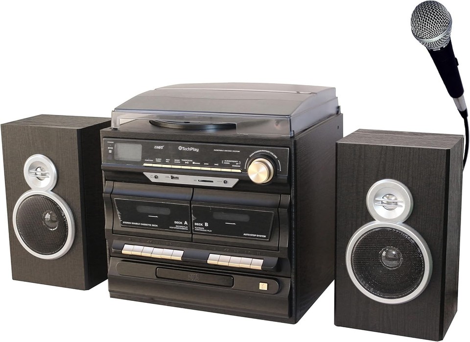 Karaoke Enabled, 30W RMS, Retro Classic Turntable, NFC Bluetooth ...