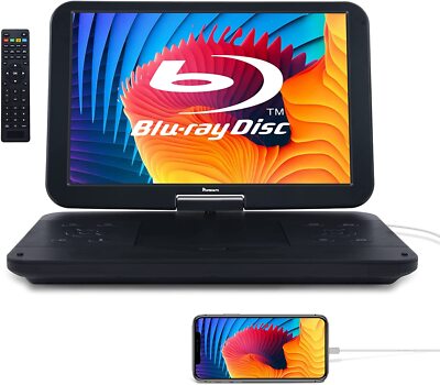 17.5" Full HD Portable Blu-ray DVD Player 15.4"270° Swivel Screen HDMI ...
