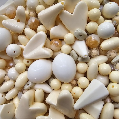Vintage Lucite/Acrylic Off White & Ivory Lot / Assorted Shapes & Colors ...