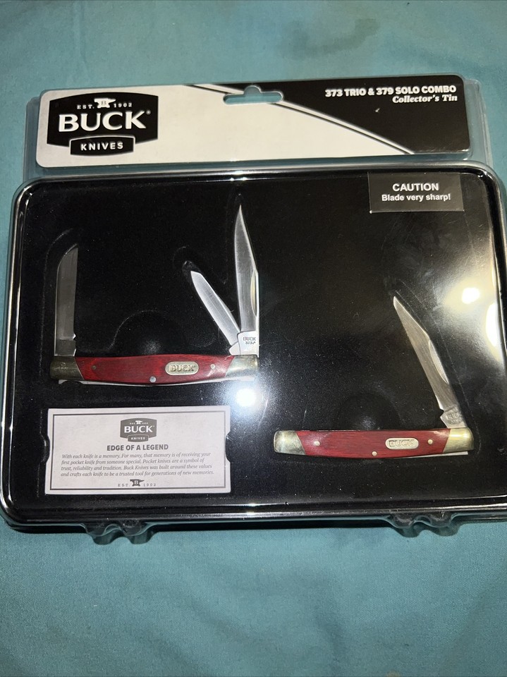 BUCK COMBO SLIP JOINT 2PC SET RED WOOD FOLDING STAINLESS POCKET KNIFE ...