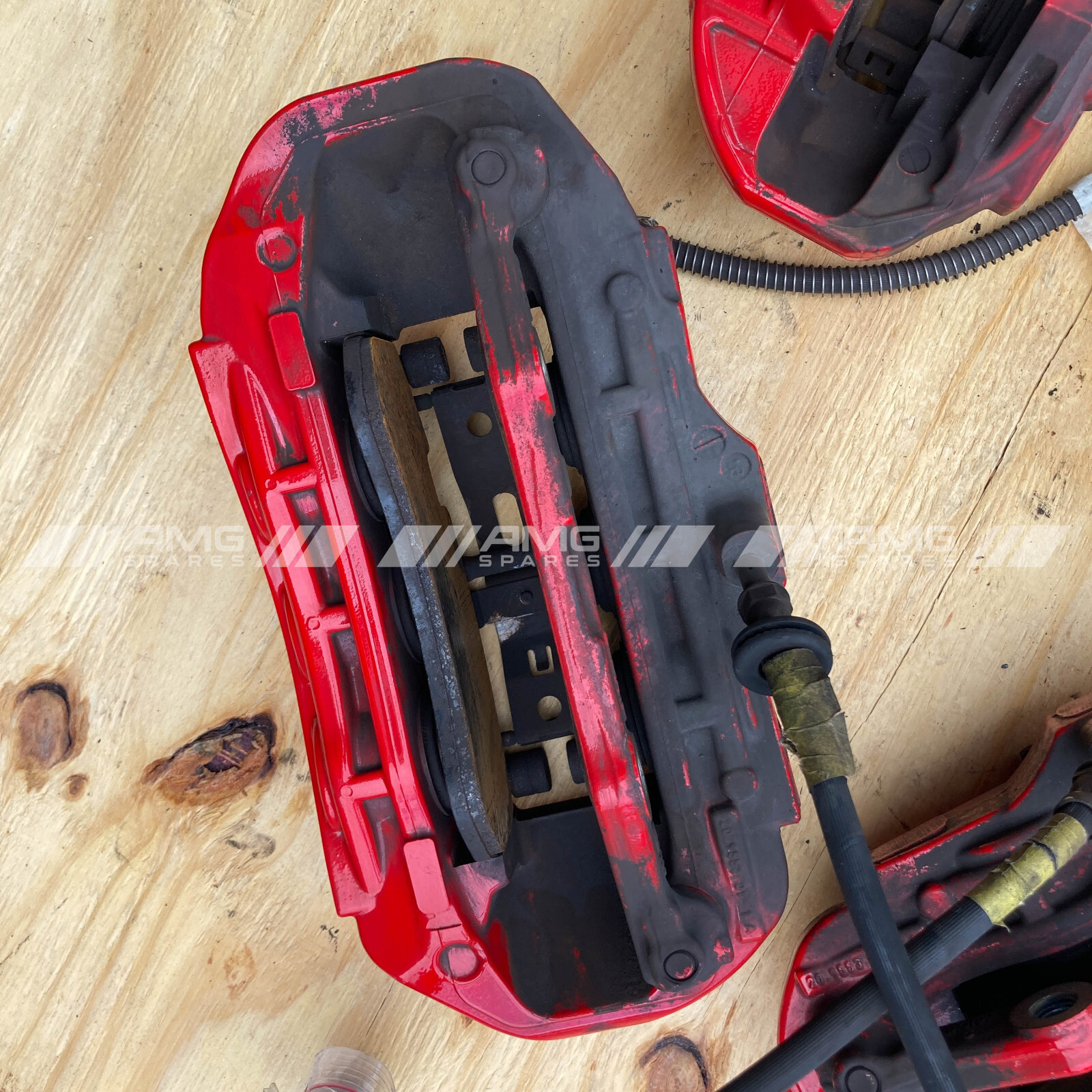 genuine mercedes OEM C63 AMG brake caliper set RED A2044239998 ...