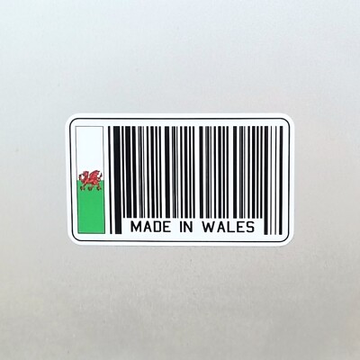 Made in Wales Barcode Welsh Cymru Flag Vinyl Sticker Decal For Car Van ...