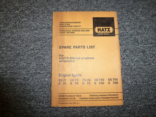 Hatz ES71 E71 ES75 E75 ES79 E79 Diesel Air Cooled Engine Parts Catalog Manual | eBay