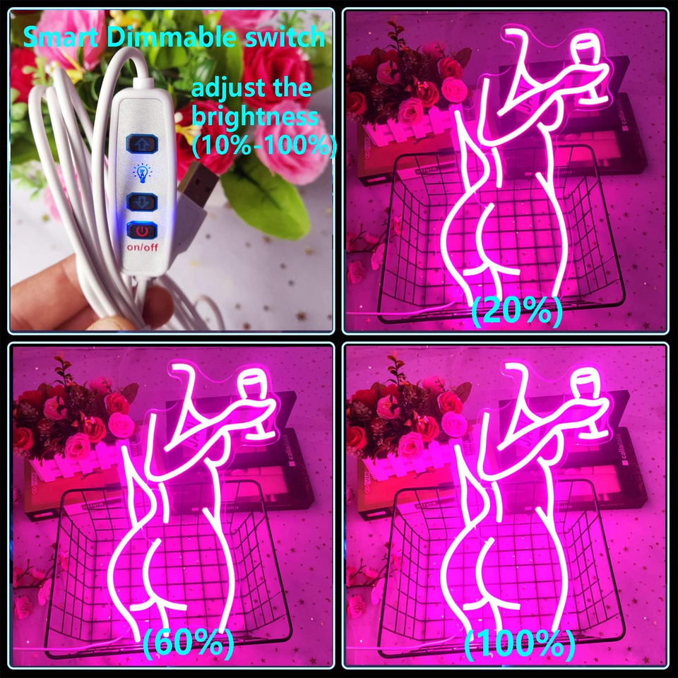 Lady Back Neon Sign Dimmable Led Lady Sign Neon Woman Neon Light Sexy ...