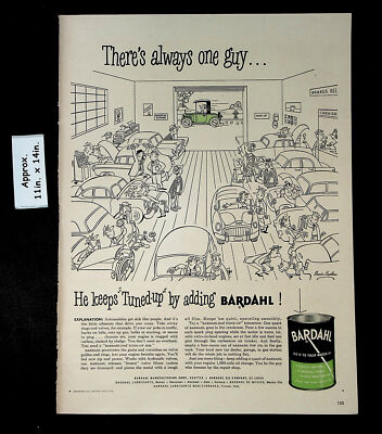 1952 Bardahl at to Motor Oil Cars get tune-ups except one Print Ad ...