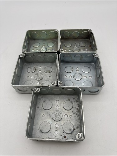 5 lot Steel City Galvanized Steel 4" Square 1.5" deep Metal Electric ...