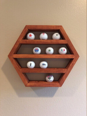 Display Solid Wooden Shelf Golf Ball Shadow Box Collectable Handmade ...