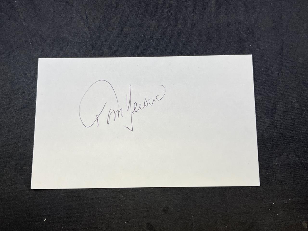 SIGNED IN-PERSON 3X5 INDEX CARD TOM YEWCIC DETROIT TIGERS AUTO NO COA ...