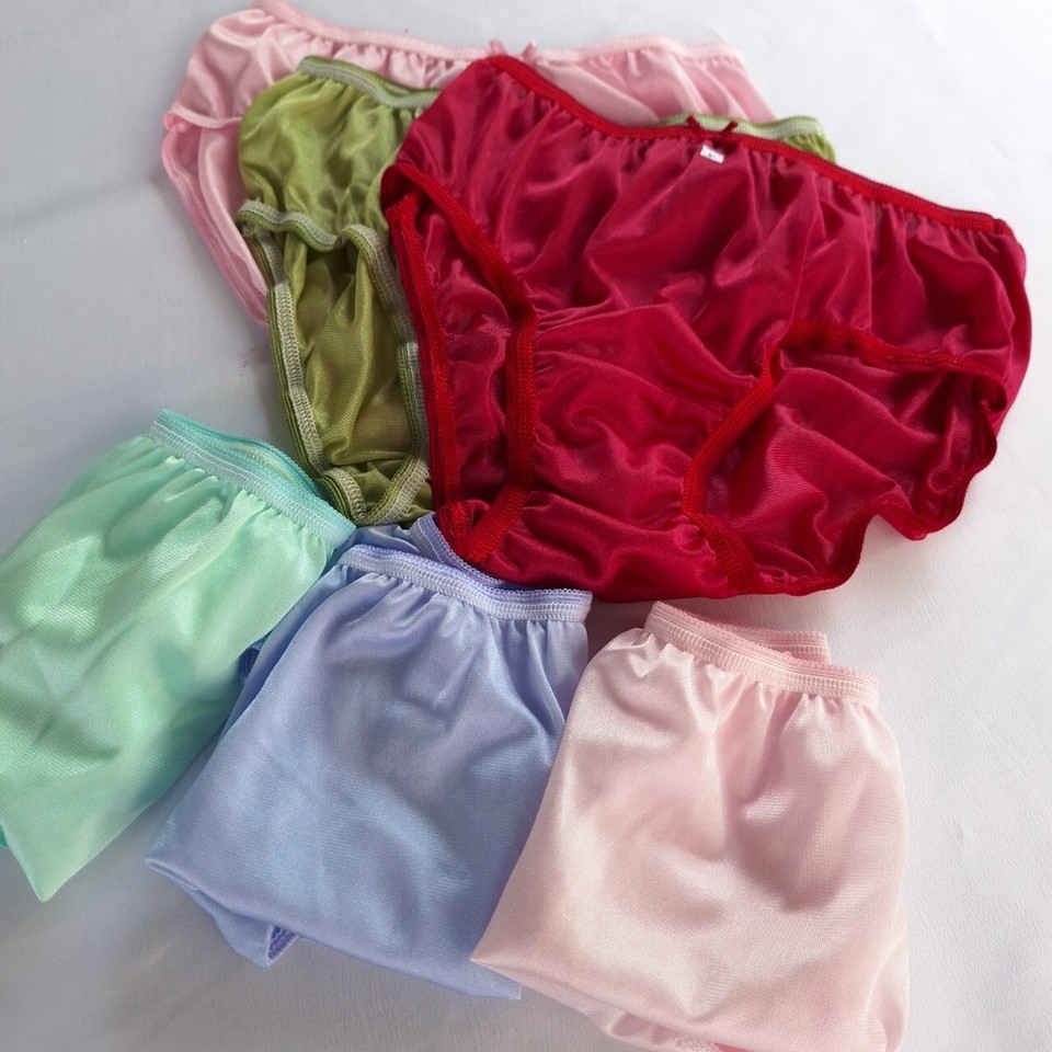6 Bikini Panties Women Mens Nylon Vintage Silky Soft Light Briefs Hip ...