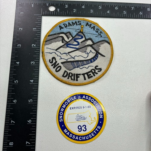 Vintage ADAMS SNO DRIFTERS Snowmobile Massachusetts Patch + SNOWMOB ...