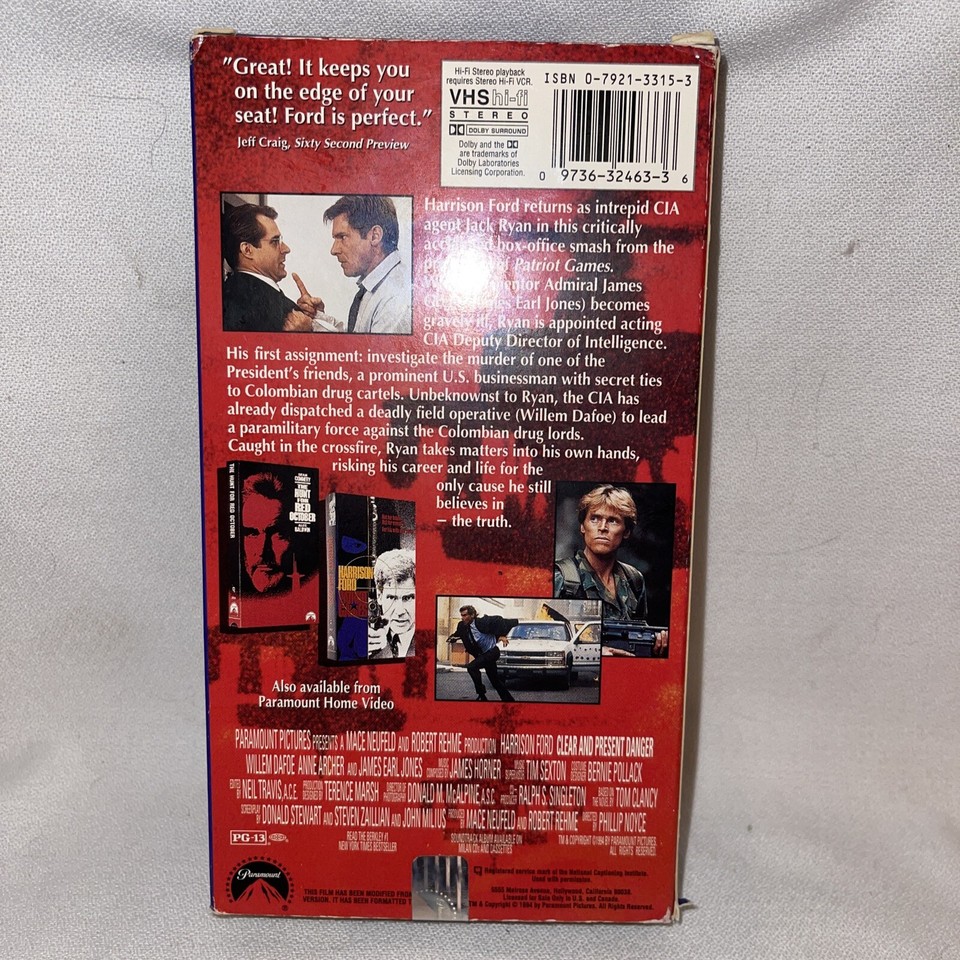 Clear and Present Danger (VHS, 1995) Harrison Ford 97363246336 | eBay