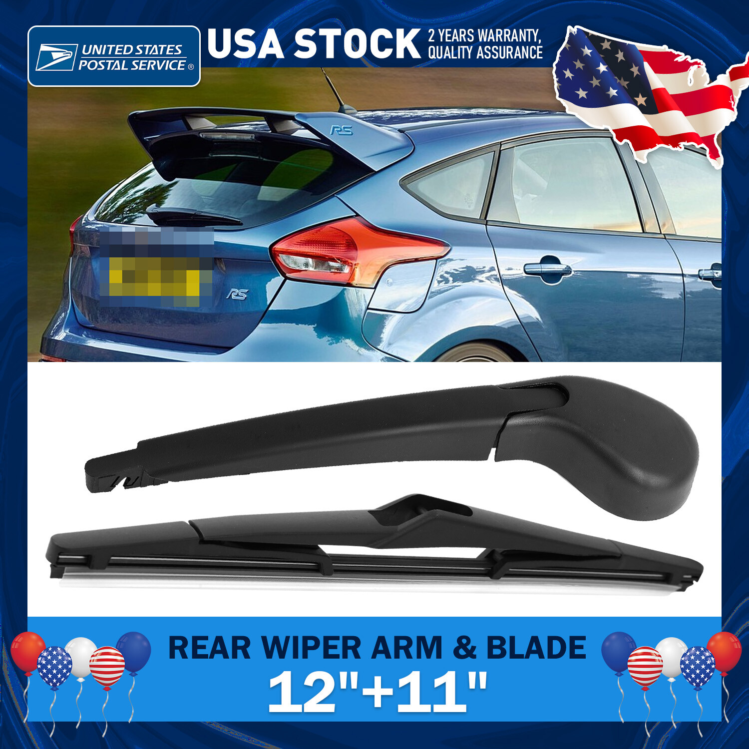 12"+11" All Season Frameless Rear Windshield Wiper Blade Arm Kit ...