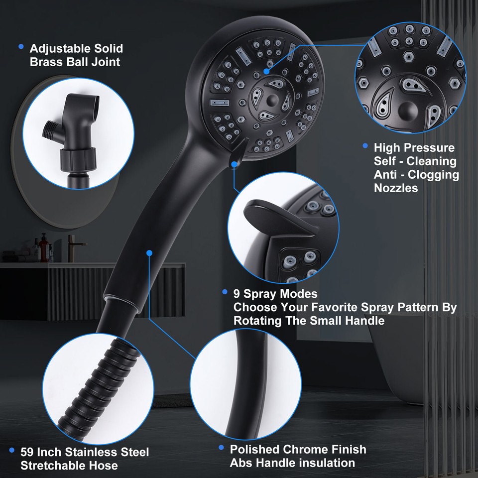 High Pressure Shower Head With Handheld 9 Functions Shower Head Set ...