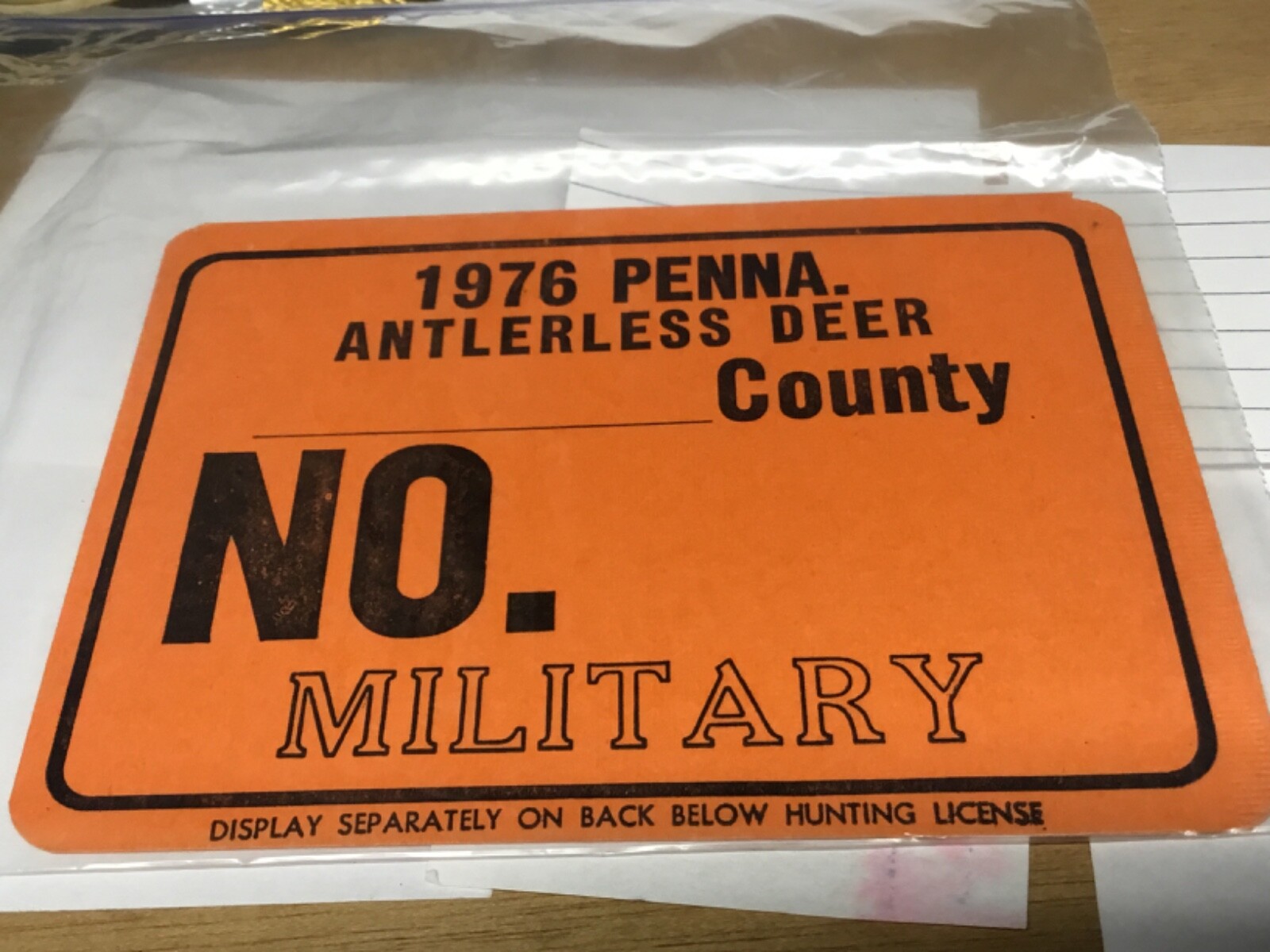 1976 Penna Anterless Deer MILITARY Hunting License Mint Condition | eBay