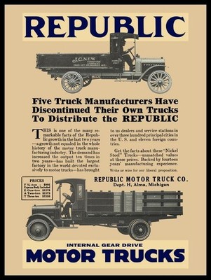 1916 Republic Motor Truck- JC NEW Furniture Co. NEW METAL SIGN: 12x16 ...