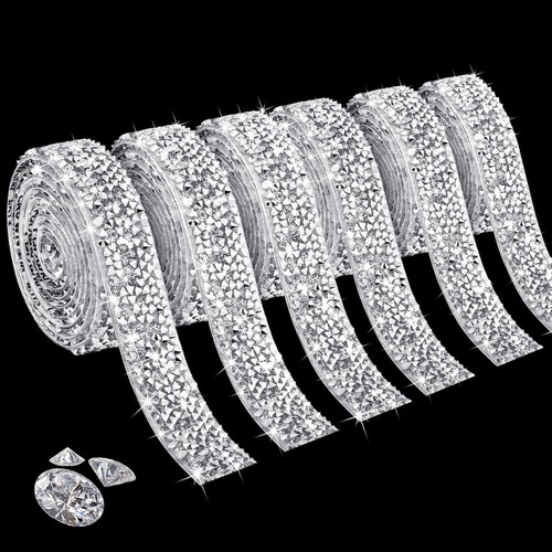 6 Rolls Self Adhesive Rhinestone Ribbons, Sliver Resin | eBay