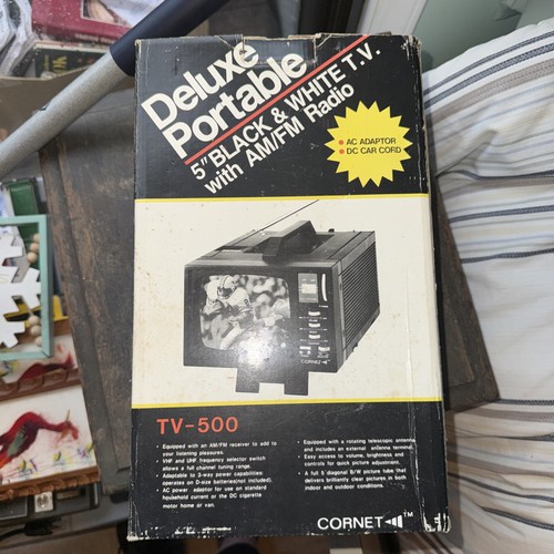 VINTAGE DELUXE PORTABLE 5 INCH BLACN AND WHITE TV W/ AM / FM RADIO * | eBay