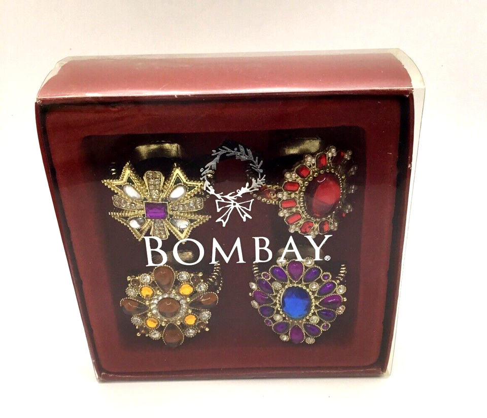 Bombay Mixed Jeweled Medallion Napkin Rings - In Box | eBay