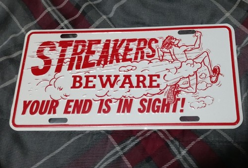 VINTAGE NOS STREAKERS BEWARE TRUCK METAL LICENSE PLATE CHEVY FORD DODGE ...