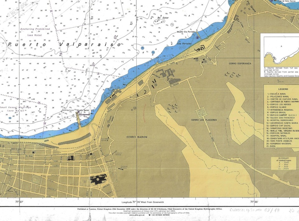 Admiralty 4242 Chile Valparaiso Chart Map Marine Maritime Nautical Wall ...