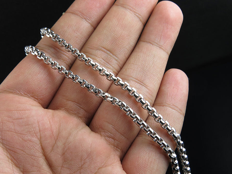 Men's Genuine 10K White Gold Puffed Rolo Chain Necklace 24-34 Inches ...