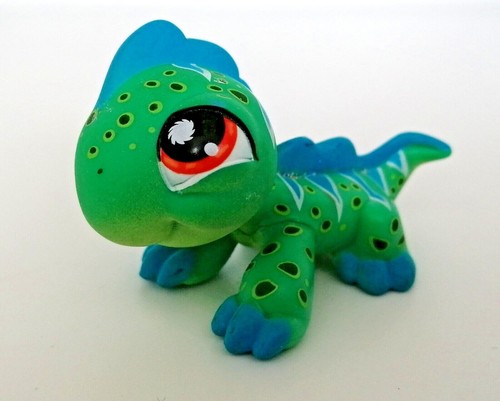 LITTLEST PETSHOP PET SHOP LPS #906 HASBRO IGUANE IGUANA BLEU VERT YEUX ...