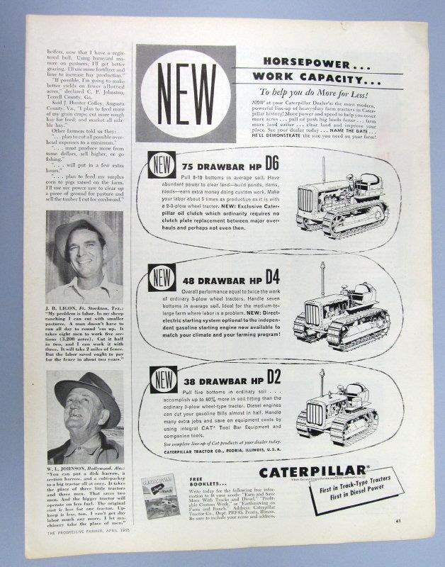 Original 1955 Caterpillar D2 to D6 Tractor Ad HELP YOU DO MORE FOR LESS ...