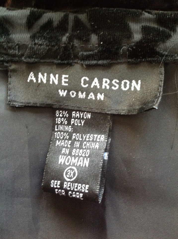 Anne Carson Woman Tunic Shirt Plus Size 3X Velvet Paisley Designer ...