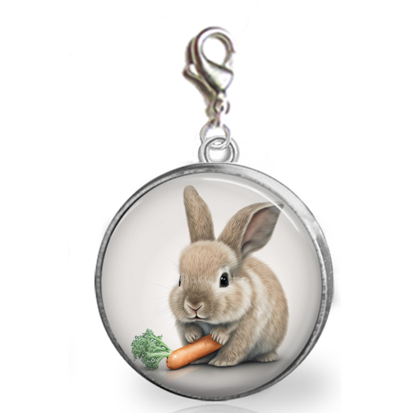 Bunny Rabbit Glass Top Clip On Charm for Bracelet Purse Charm Photo ...