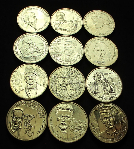 LOT OF TWELVE COMMEMORATIVE COINS OF POLAND - FAMOUS POLISH ARTISTS ...