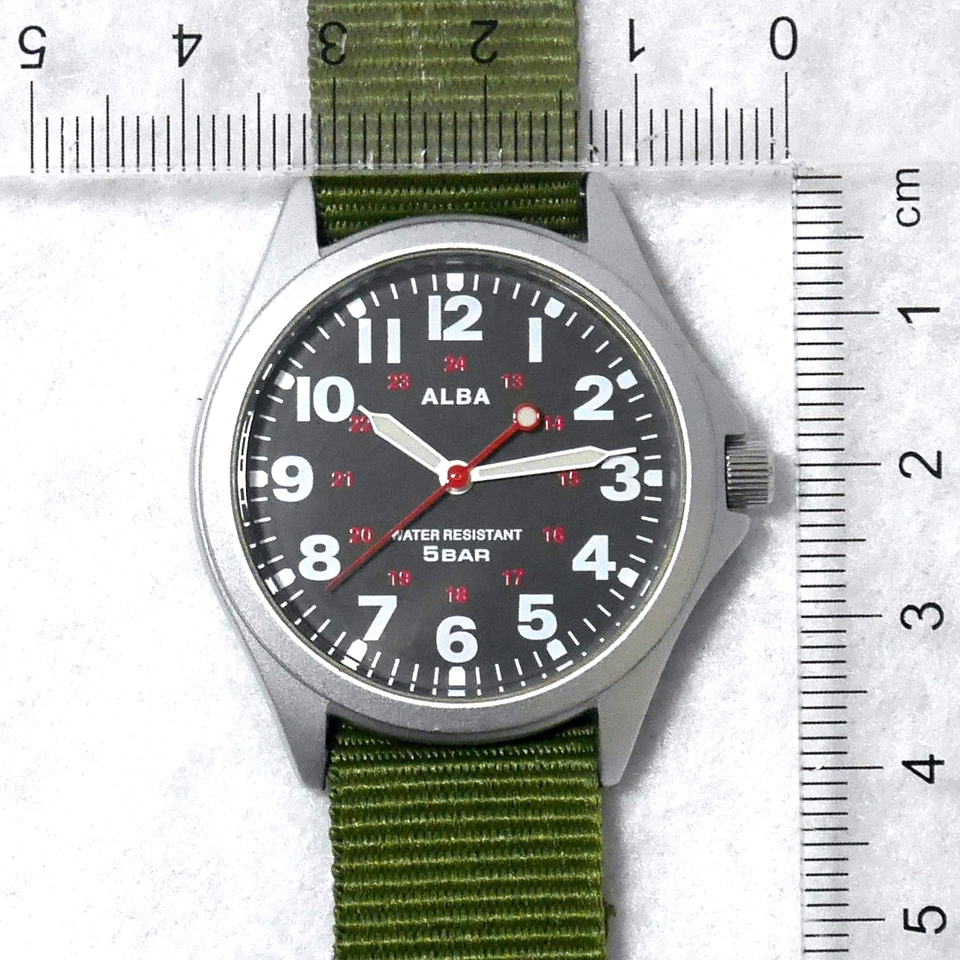 SEIKO ALBA Military Field Watch AQPK403 2020 Black Dial Luminous Green ...