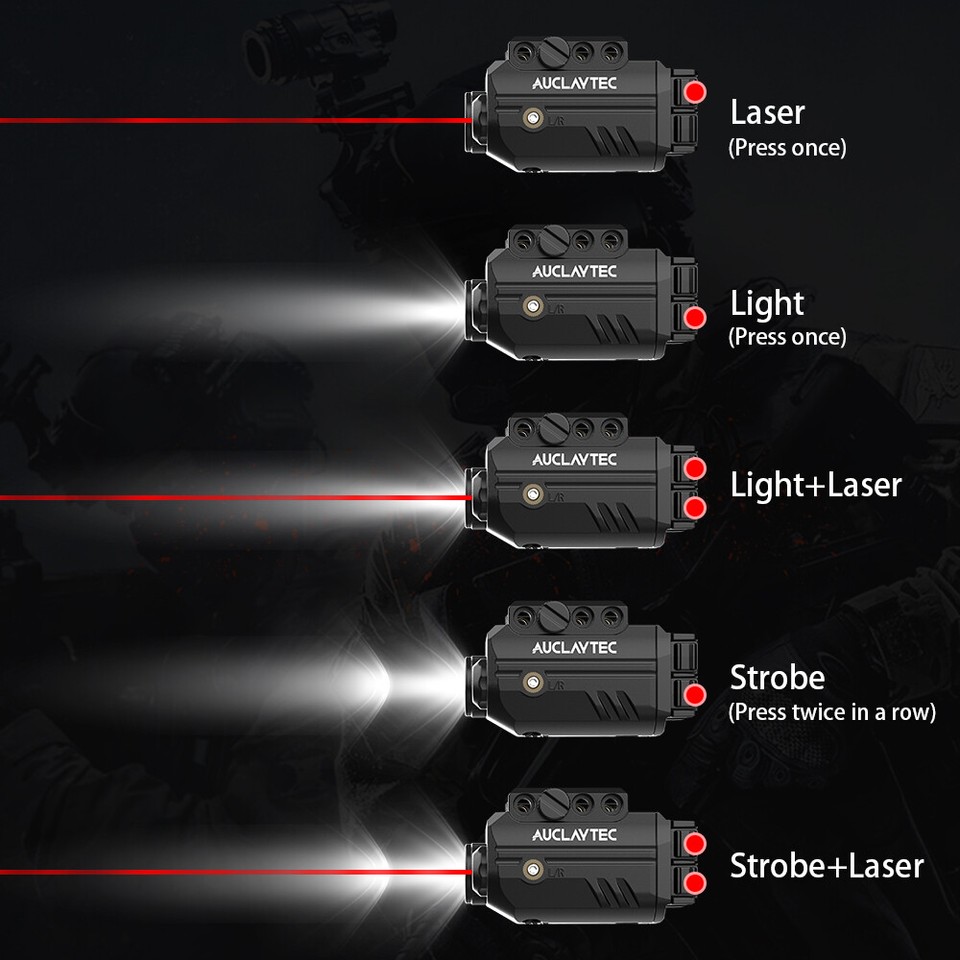 500 Lumen Pistol Light Laser Combo Tactical Flashlight Subcompact ...