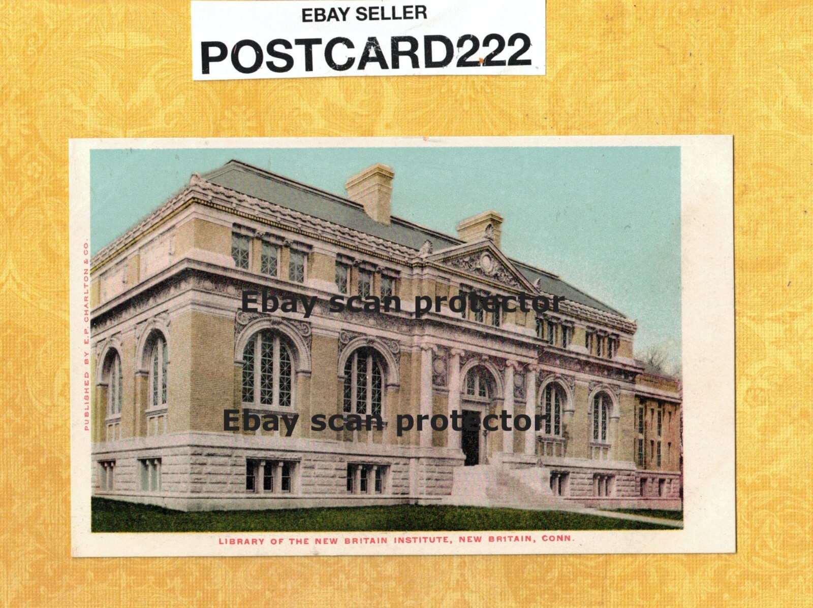 CT New Britain 1901-09 udb antique postcard LIBRARY AT INSTITUTE ...