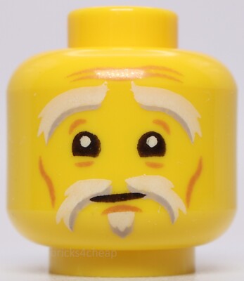 Lego Yellow Minifig Head White Gray Eyebrows Goatee Dark Orange ...