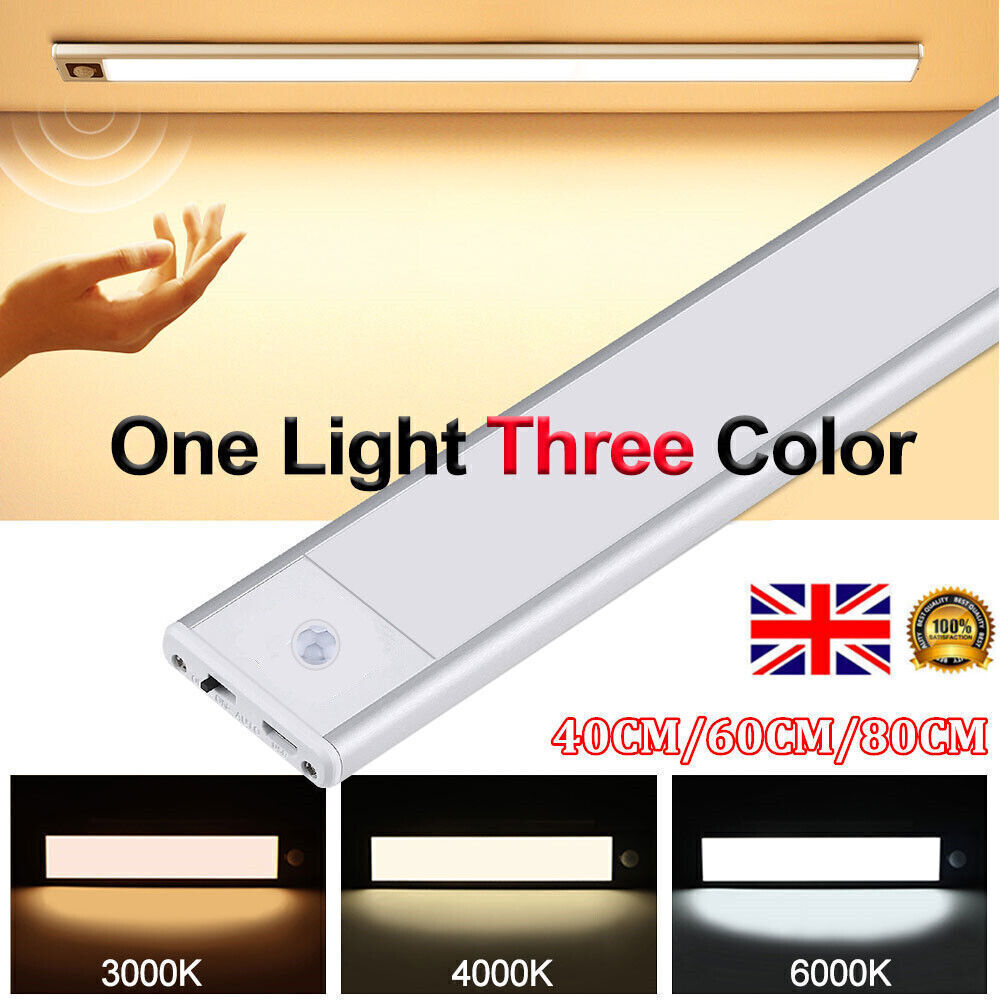 Magnetic LED PIR Motion Sensor Strip Light Cabinet Closet Lamp USB ...