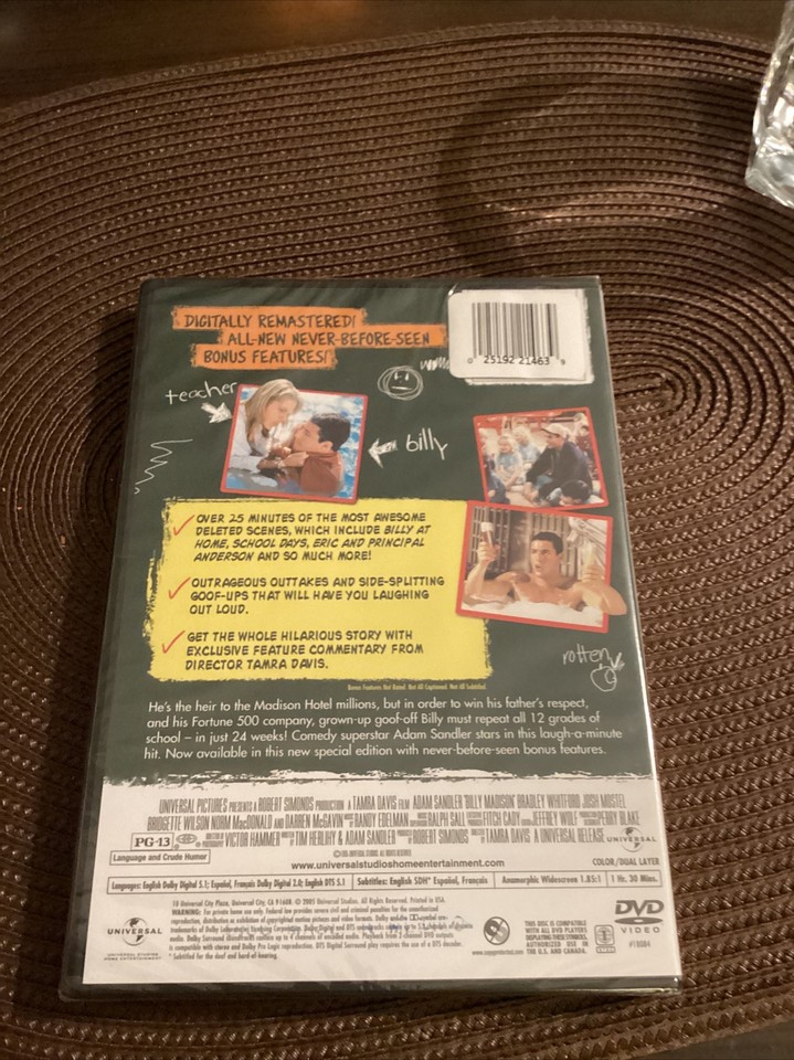 billy madison dvd movie adam sandler sealed widescreen special ed-ition ...