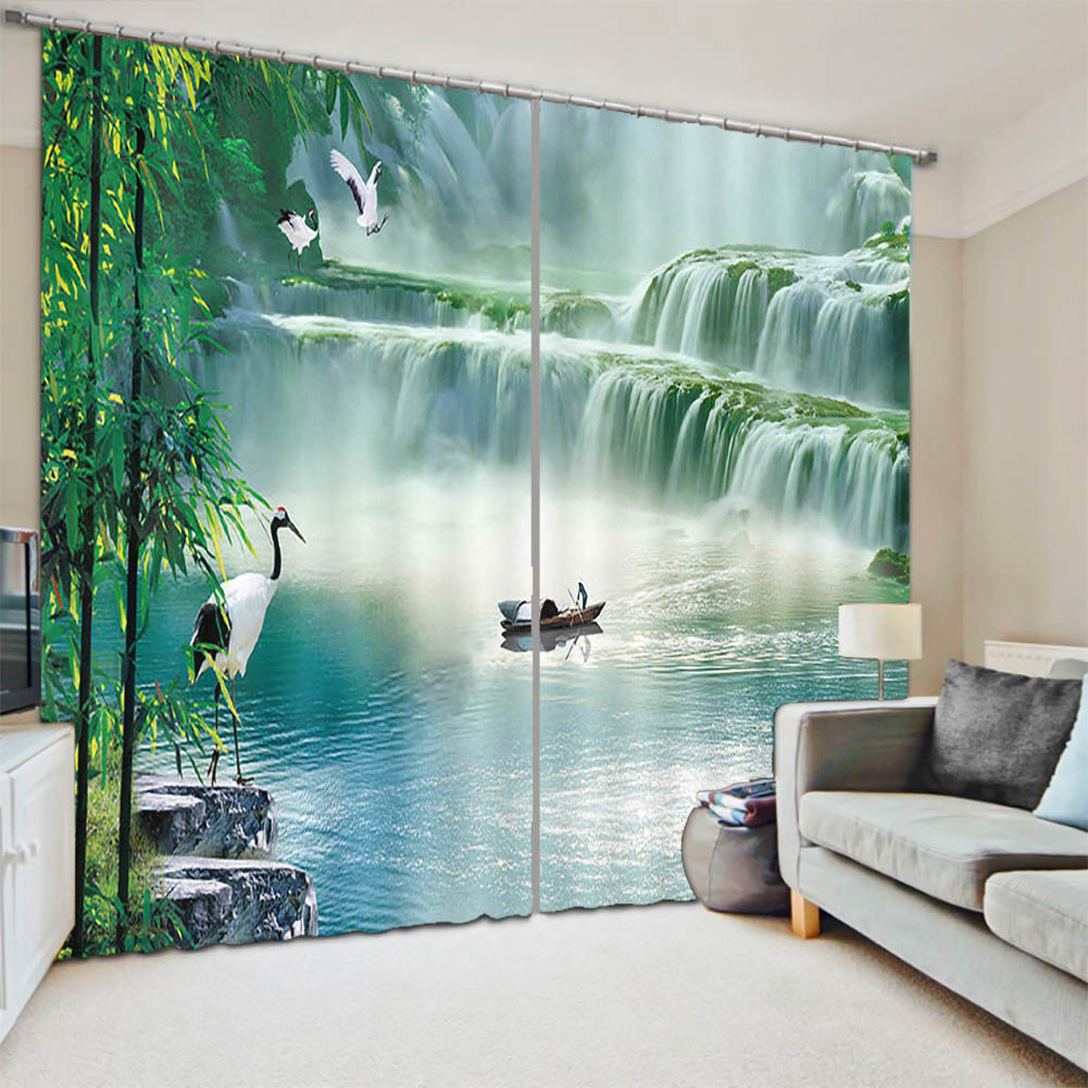 Red Crowned Cranes 3D Curtains Blockout Photo Printing Curtains Drape ...